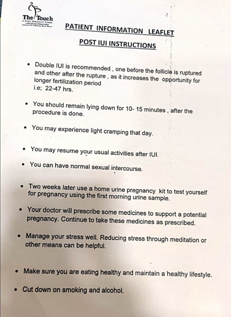 Post IUI Instructions Best IVF Centre Best Fertility Clinic Test